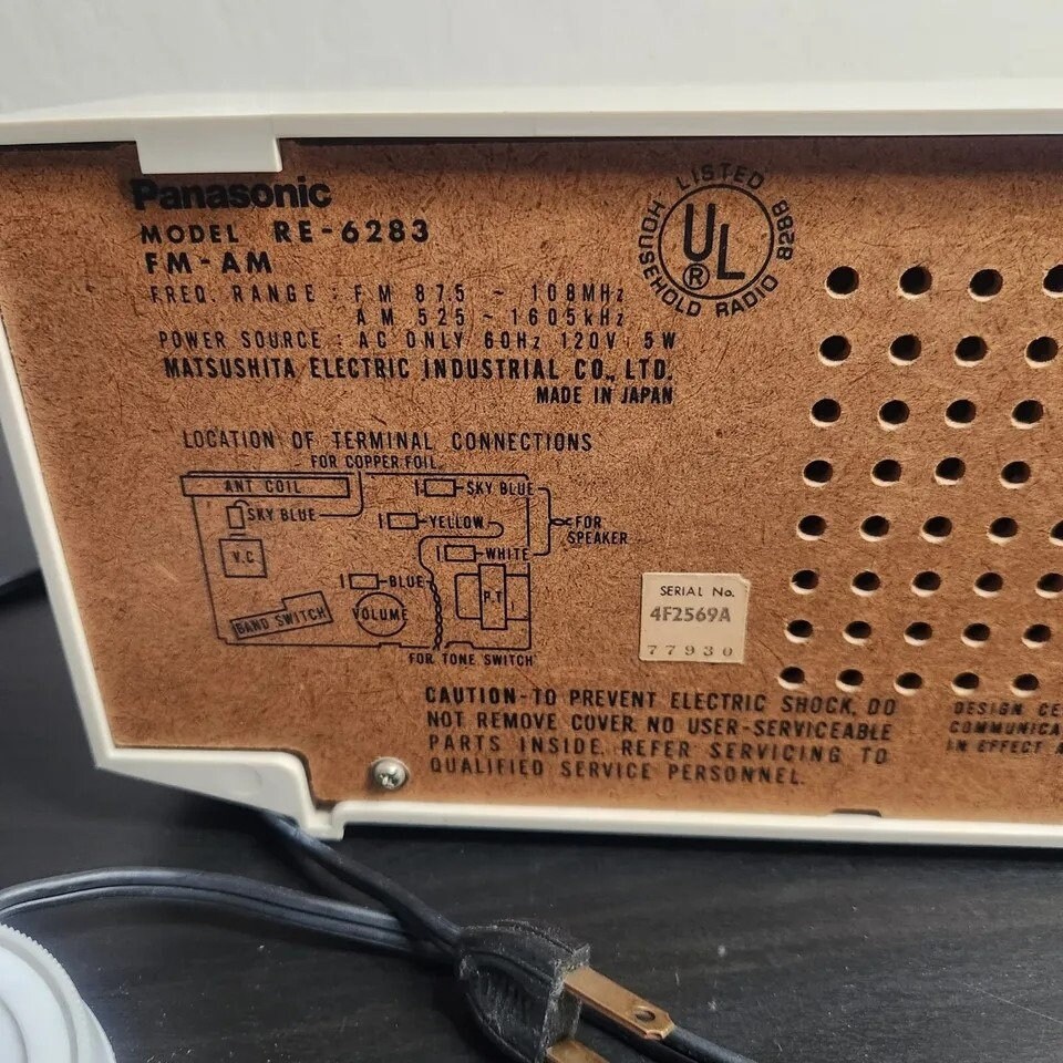 Vintage Retro Panasonic Desk Radio Am Fm Model RE-6283 AC 120V - Works ...