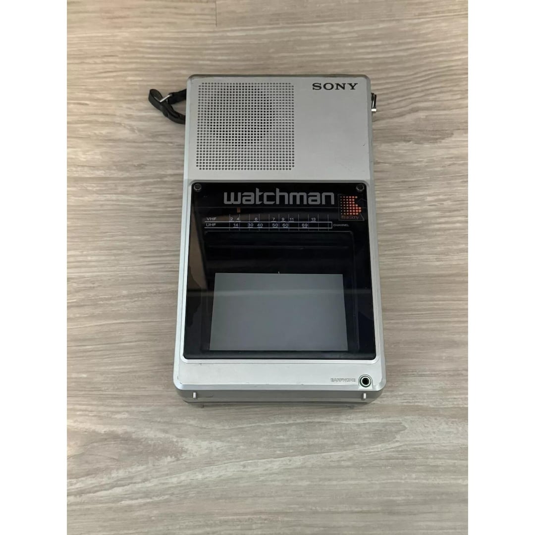 Vintage SONY Watchman FD-40A Silver Flat Back Mini Travel TV [vhf Uhf ...