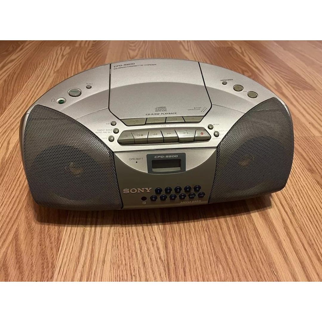 Vintage SONY CFD-S200 Mega Bass Stereo Am/fm Radio CD Player Cassette ...