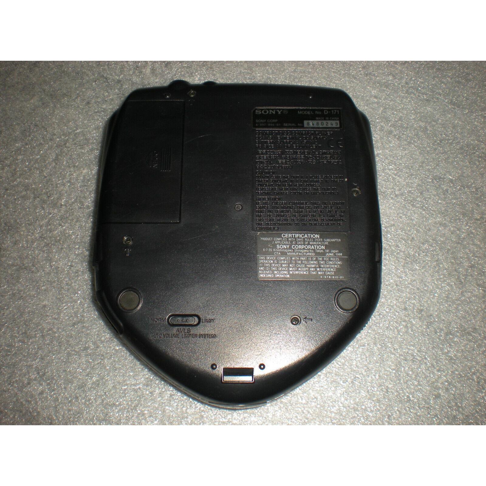 Vintage Sony Discman Portable CD Compact Disc Player D-171 Digital Mega ...