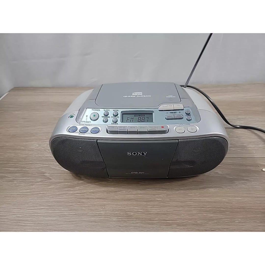 Sony CFD-S01 Boombox Portable Am/fm Radio Cassette Recorder CD Player ...