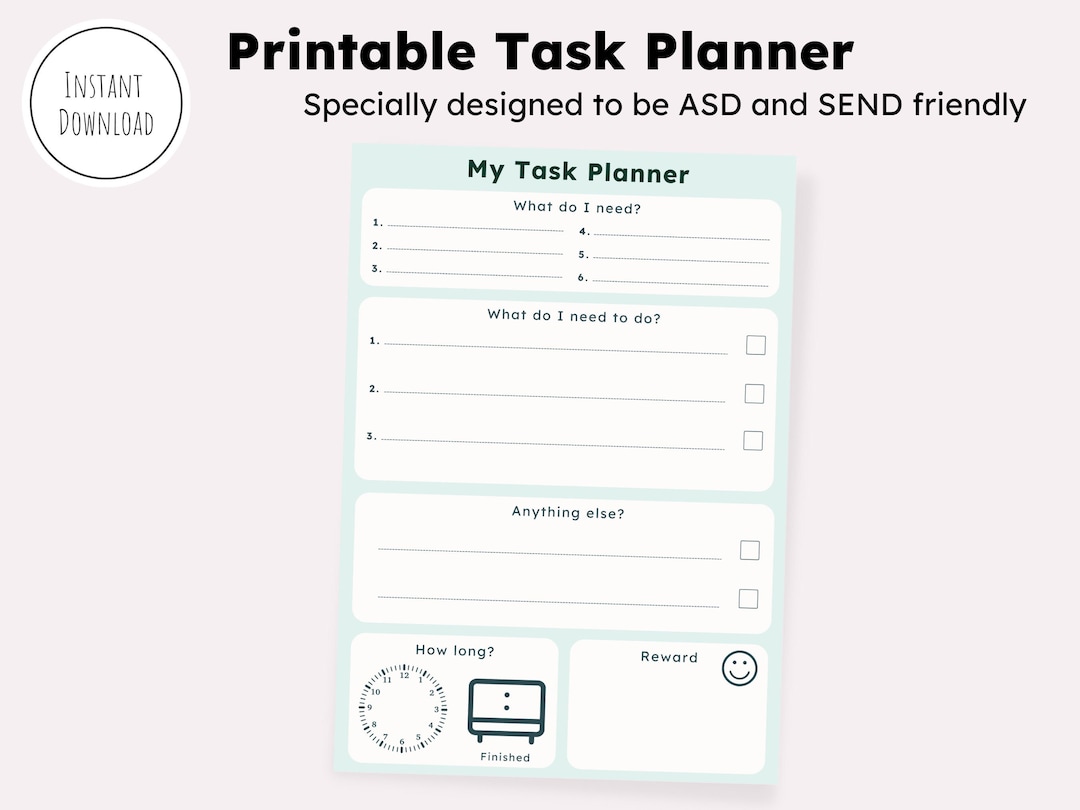 Task Planner Autism ASD and SEND Friendly Designed Based - Etsy