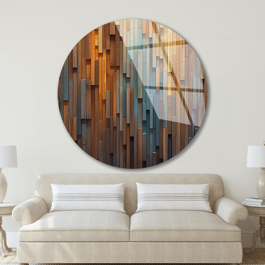 Abstract Tempered Glass Wall Art, Stained Look Round Decor - Etsy
