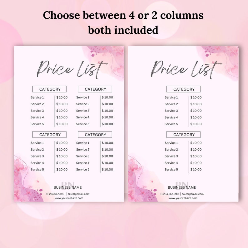 Price List Template Canva Editable Hair Salon Beauty Spa - Etsy