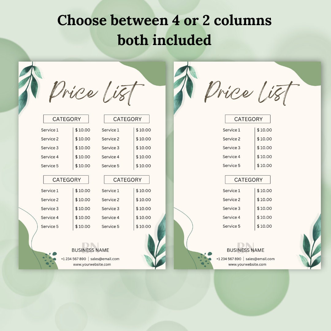 Price List Template Canva, Editable Hair Salon Beauty Spa Bakery Price ...