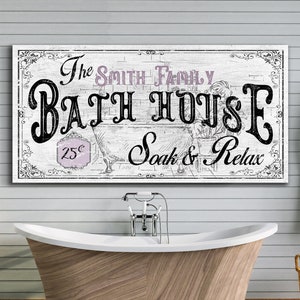 Custom Bath House Sign Bathroom Sign Vintage Bathroom Decor | Etsy