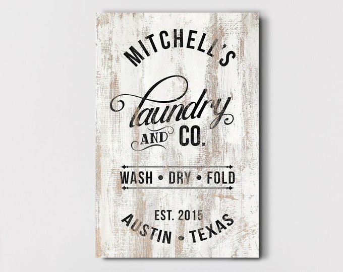 Modern Farmhouse Wall Decor Laundry Sign Wash & Dry Rustic Chic Self ...