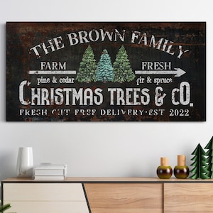 Personalized Christmas Tree Farm Sign Pine Trees Holiday Celebration ...