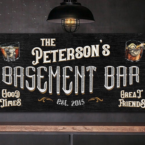 Personalized Bar Sign Bar & Lounge Sign Home Bar Decor - Etsy