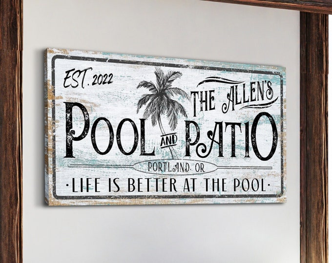 Pool Signs, Pool & Patio Sign, Modern Farmhouse Wall Art,backyard Bar ...