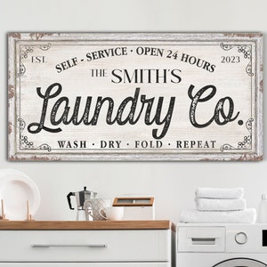 Personalized Laundry Co Sign, Custom Laundry Room Wall Art, Wash & Dry ...