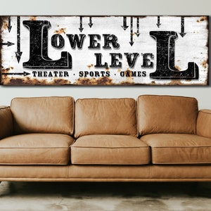 Lower Level Sign Basement Sign Game Room Decor Movie - Etsy