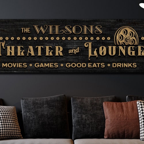 Personalized Theater & Lounge Sign Family Lounge Sign Home - Etsy