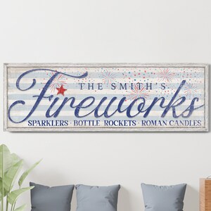 Custom Fireworks Sign Personalized American Family Name - Etsy