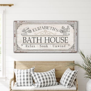 Personalized Bath House Sign, Custom Hot Bath Wall Art, Farmhouse ...