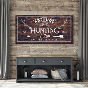 Personalized Hunting Club Sign Custom Antler Sign Hunter Gift Hunting ...