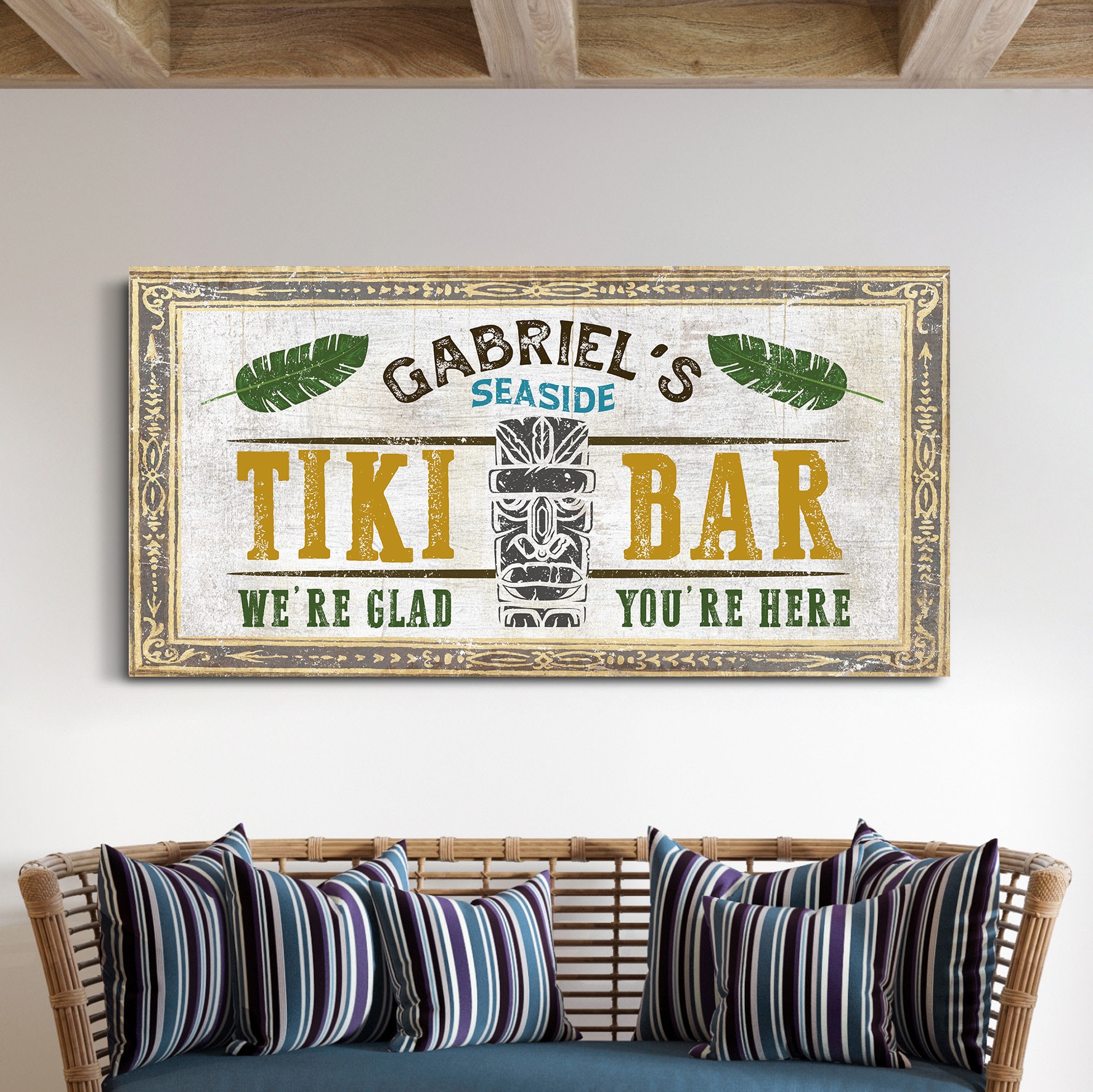 Personalized Tiki Bar Sign, Seaside Tiki Bar Sign, Backyard Patio Sign ...