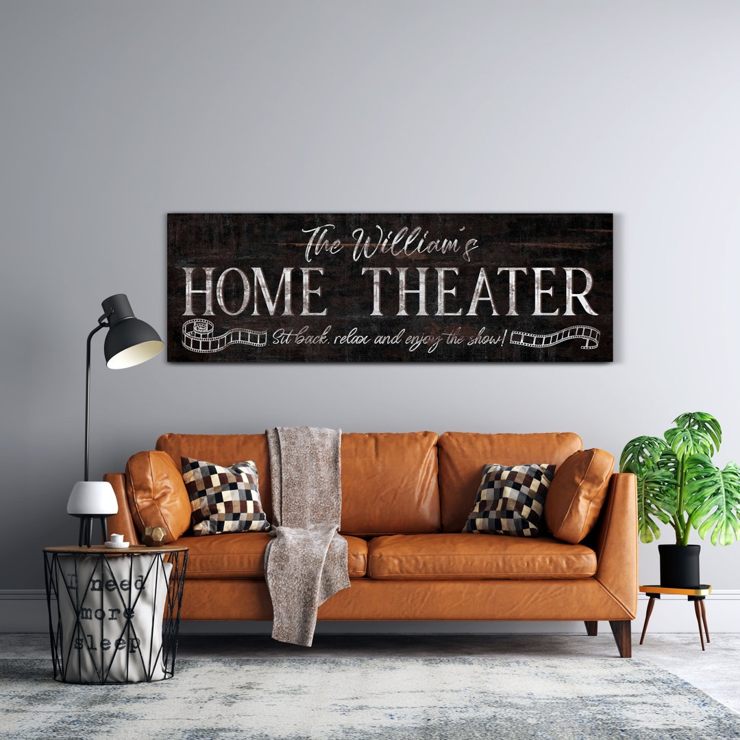 Custom Home Theater Sign, Personalized Movie & Tv Room Wall Decor ...