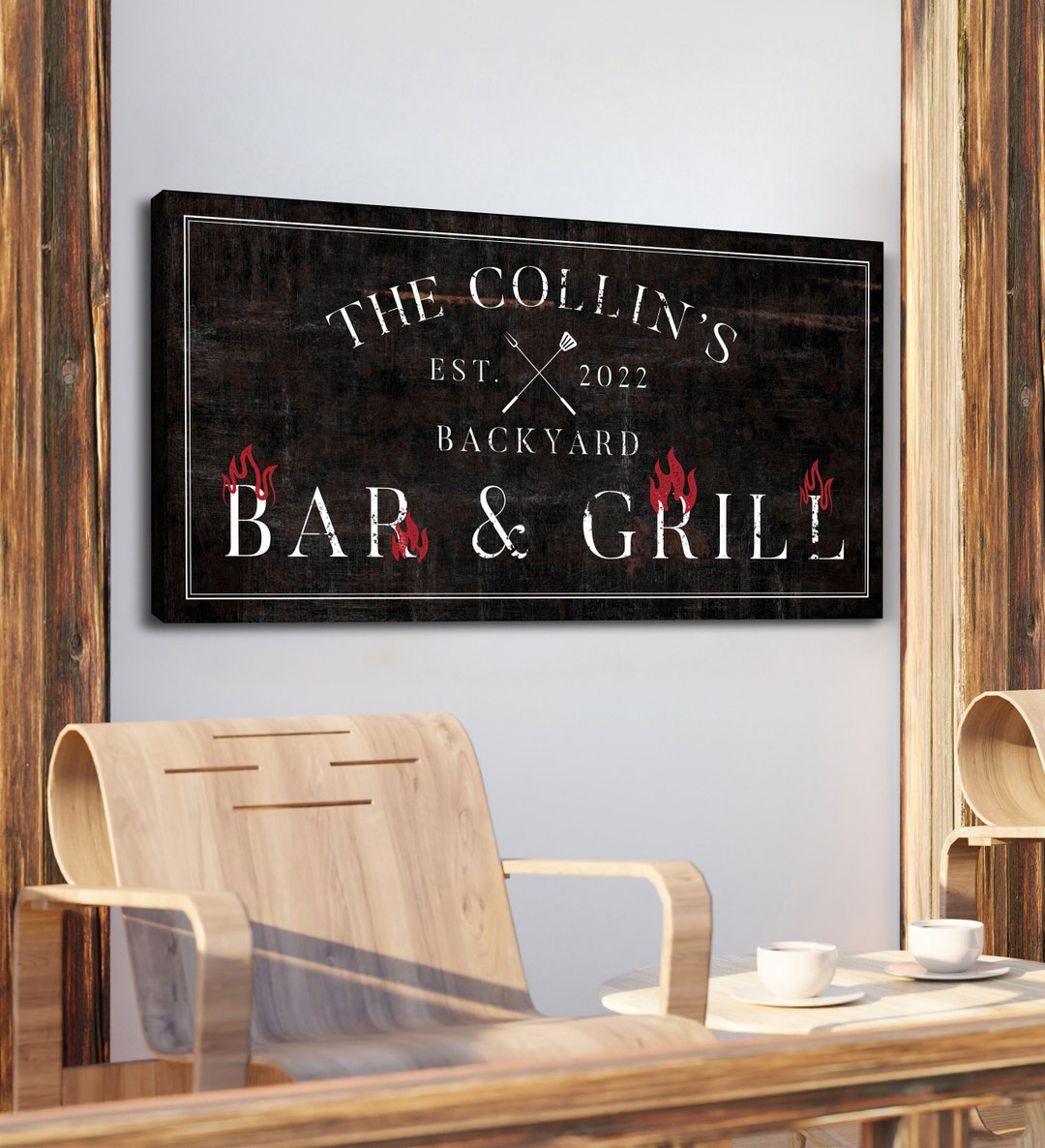 Custom Backyard Bar & Grill Sign, Outdoor Grill Sign, Backyard Bar Sign ...