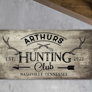 Custom Hunting Club Custom Antler Sign Hunting Man Cave Lodge Decor ...