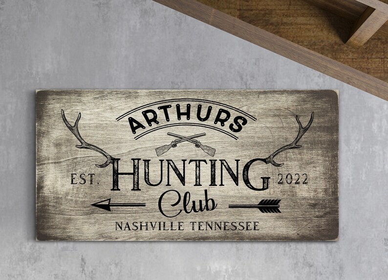 Custom Hunting Club Custom Antler Sign Hunting Man Cave Lodge Decor ...