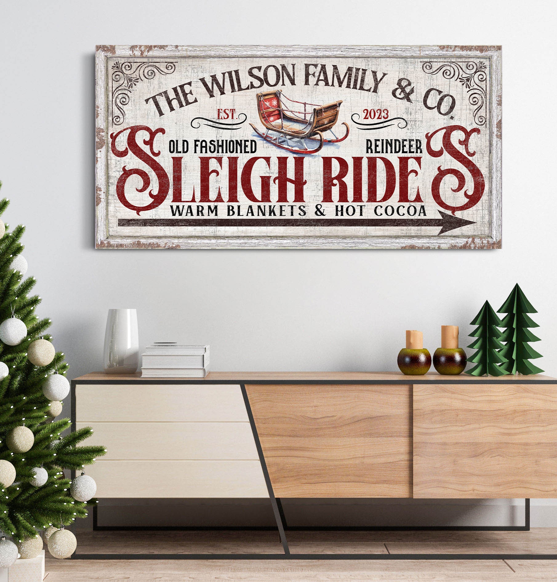 Personalized Sleigh Rides Sign, Holiday Seasonal Home Decor, Custom ...