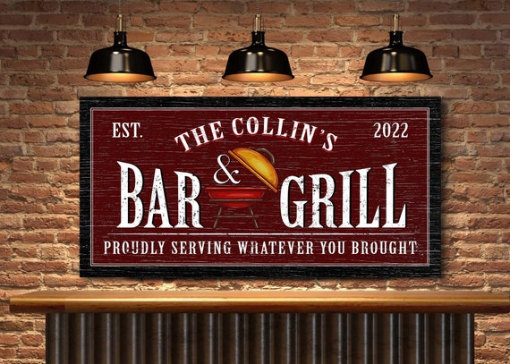 Custom Backyard Bar & Grill Sign Backyard BBQ Sign Kitchen - Etsy