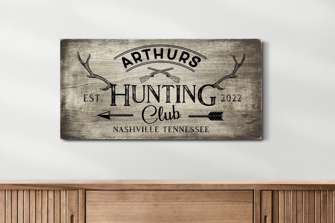 Custom Hunting Club Custom Antler Sign Hunting Man Cave Lodge Decor ...