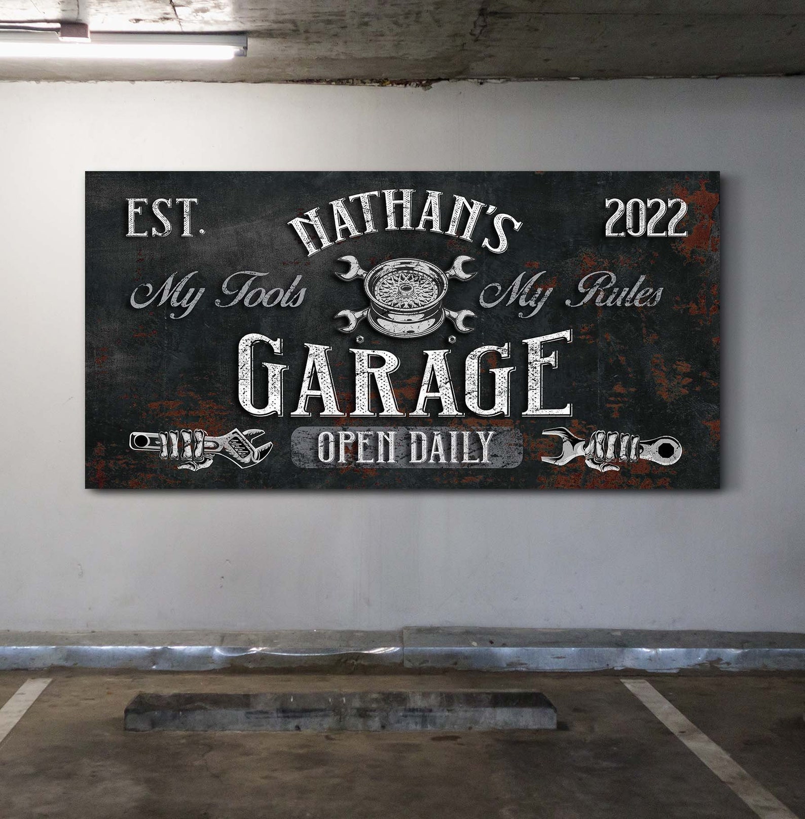 Custom Garage Sign, Car Mechanic Sign, Work Shop Sign, My Tool My Rules ...