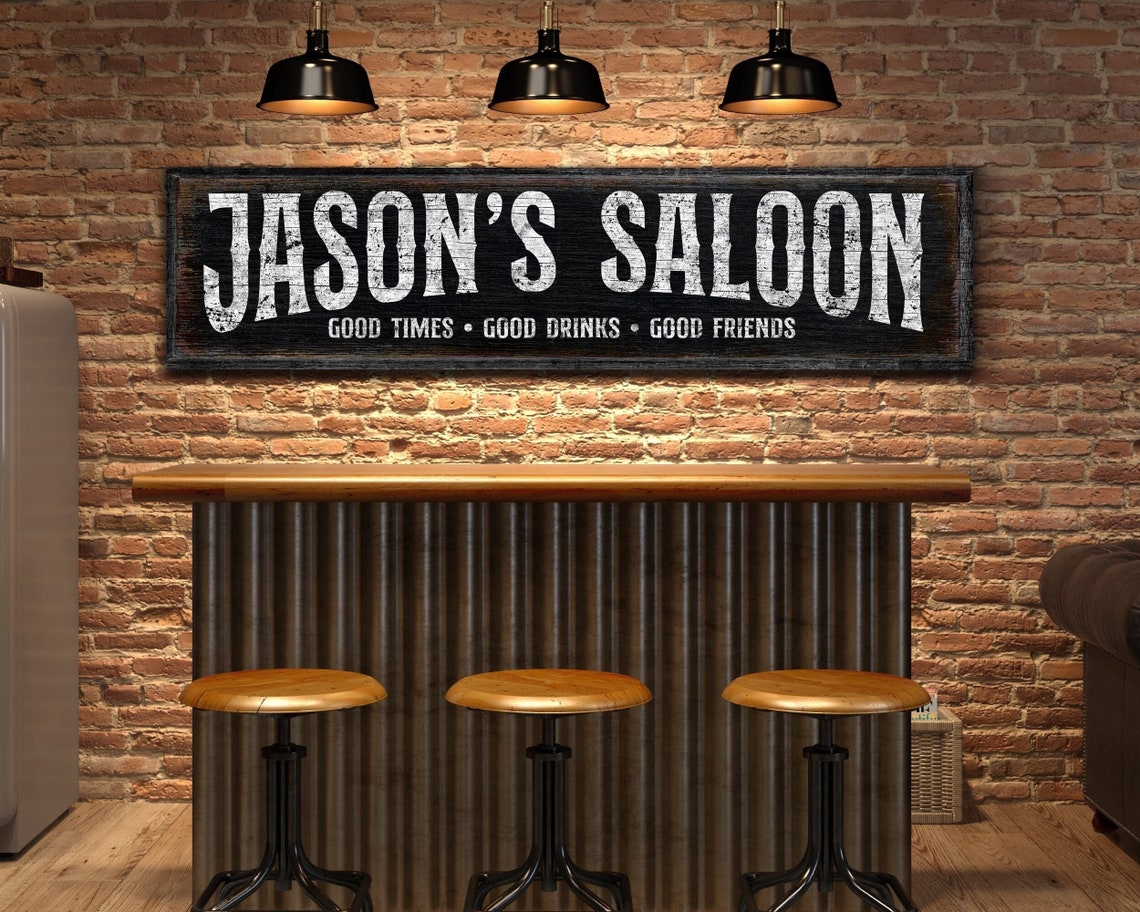Custom Saloon Sign Modern Farmhouse Wall Decor Town Sign - Etsy