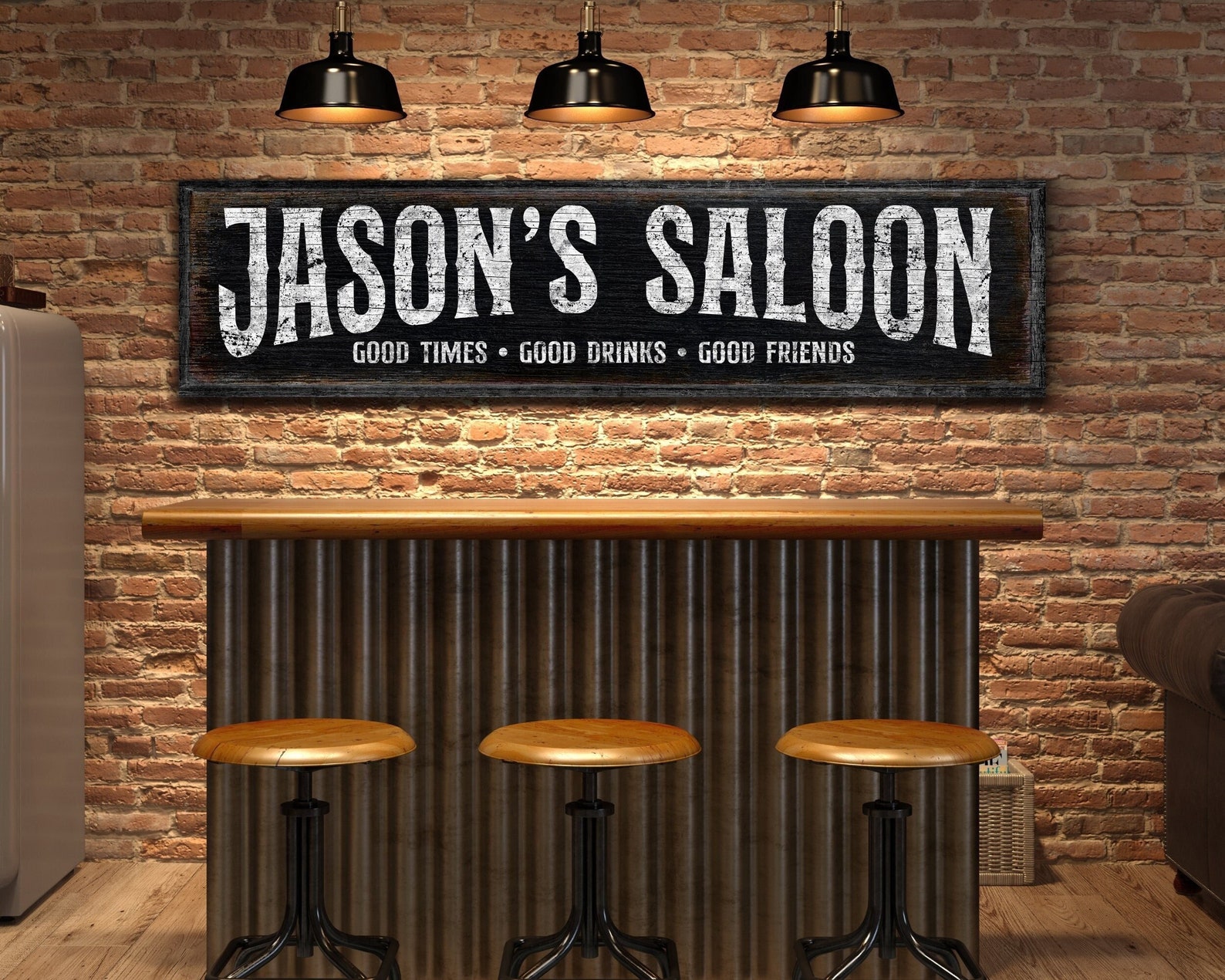 Custom Saloon Sign Modern Farmhouse Wall Decor Town Sign - Etsy