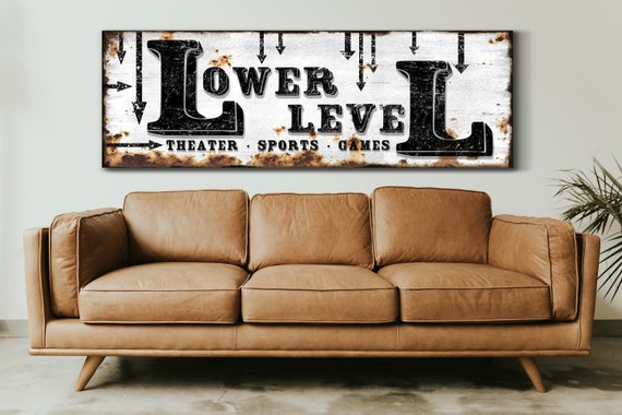 Lower Level Sign Basement Sign Game Room Decor Movie - Etsy