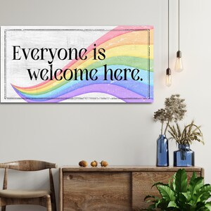 Everyone is Welcome Here Sign, Diversity Sign, LGBT Pride Sign, Rainbow ...