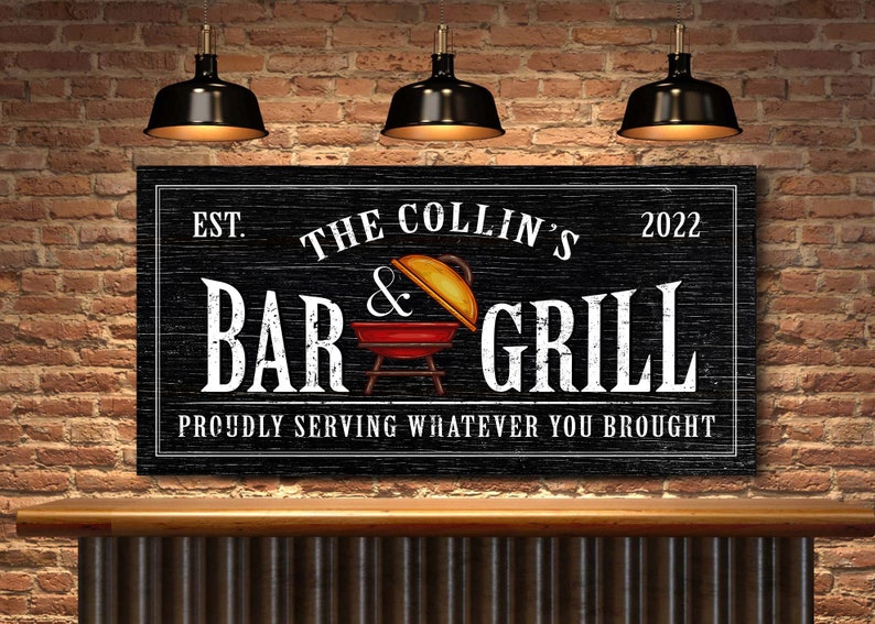 Custom Backyard Bar & Grill Sign, Backyard BBQ Sign, Backyard Bar Sign ...