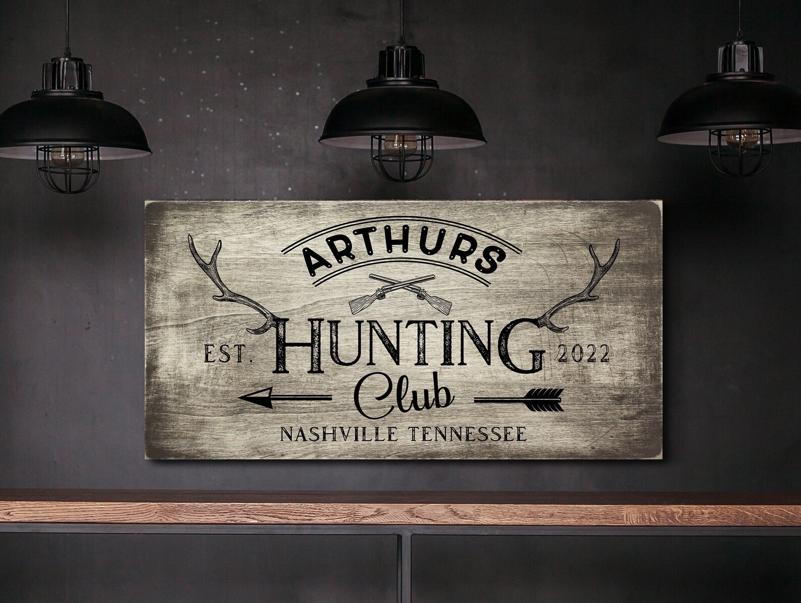 Custom Hunting Club Custom Antler Sign Hunting Man Cave Lodge Decor ...