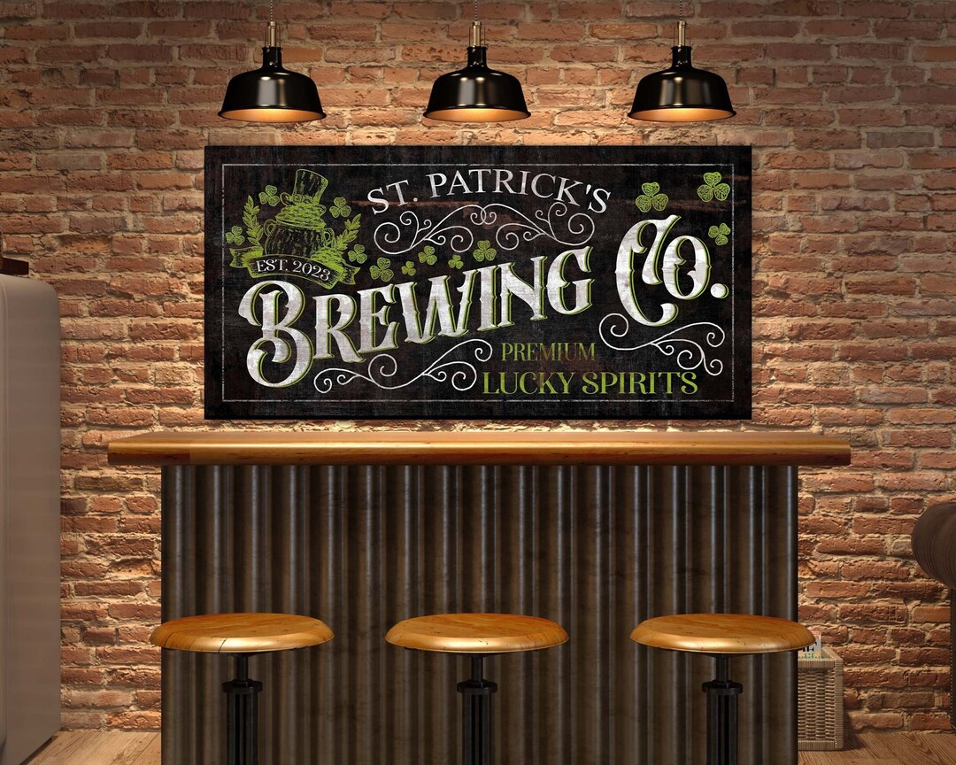 Custom Brewing Co. Sign, St. Patrick's Day Wall Decor, Irish Holiday ...