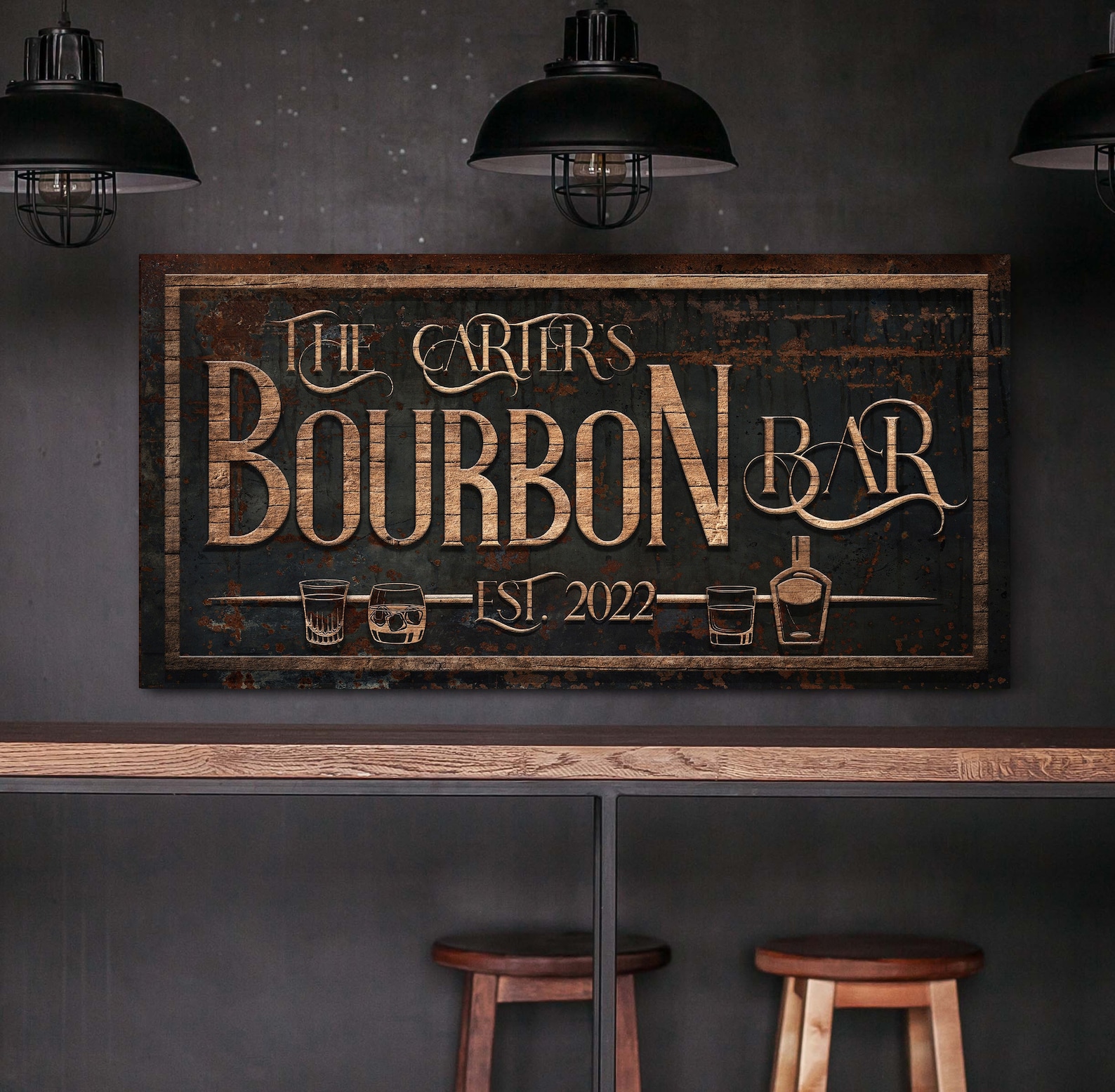 Custom Bourbon Bar Sign Bar & Lounge Sign Home Bar Decor - Etsy