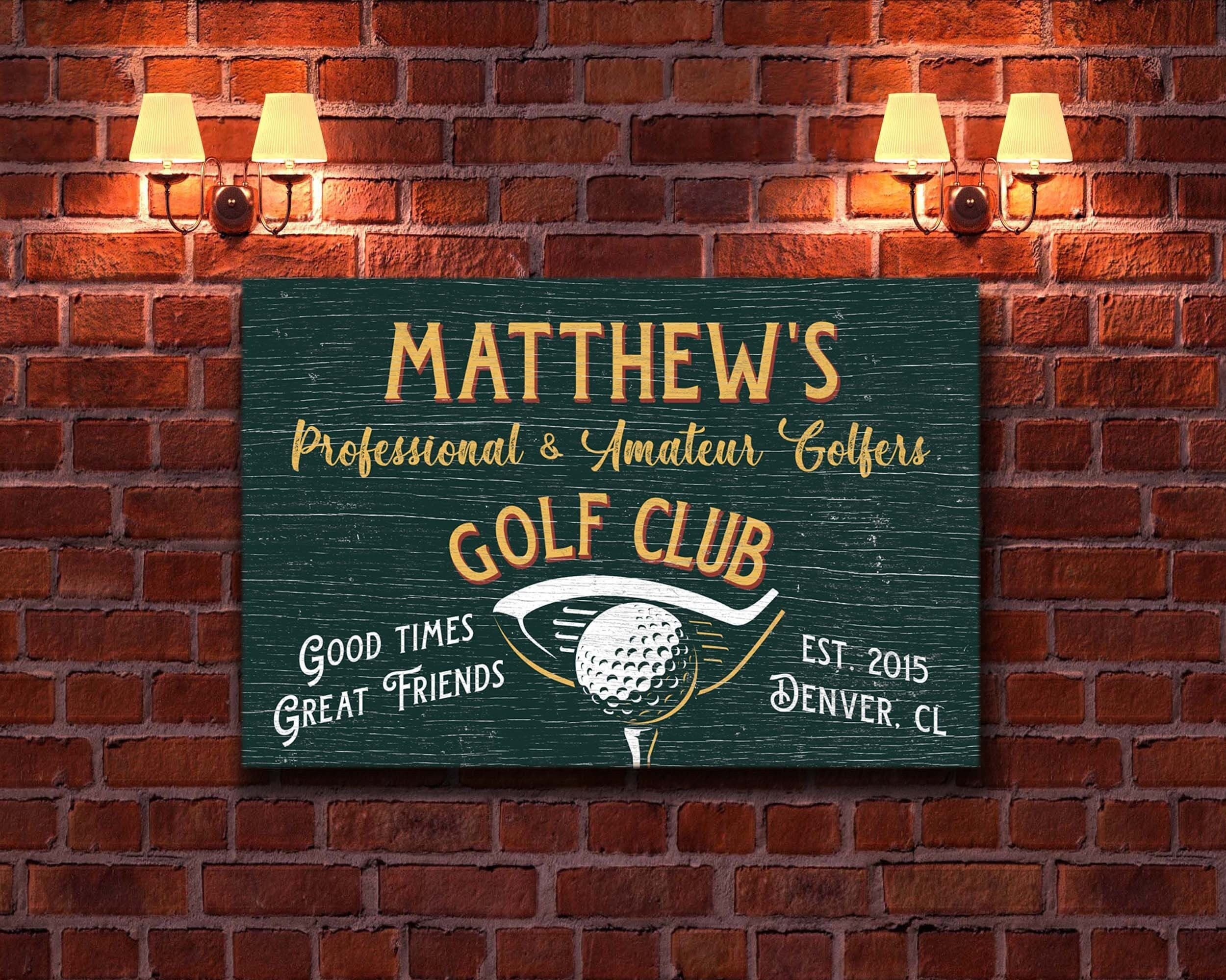 Custom Golf Club Sign, 19th Hole, Rustic Vintage, Golf Wall Decor ...