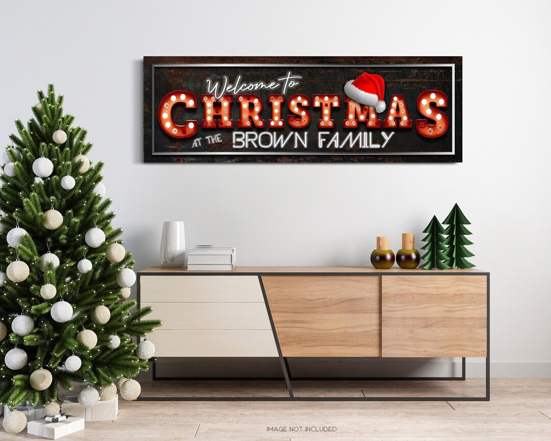Custom Welcome to Christmas Sign Personalized Family Name Wall Art ...