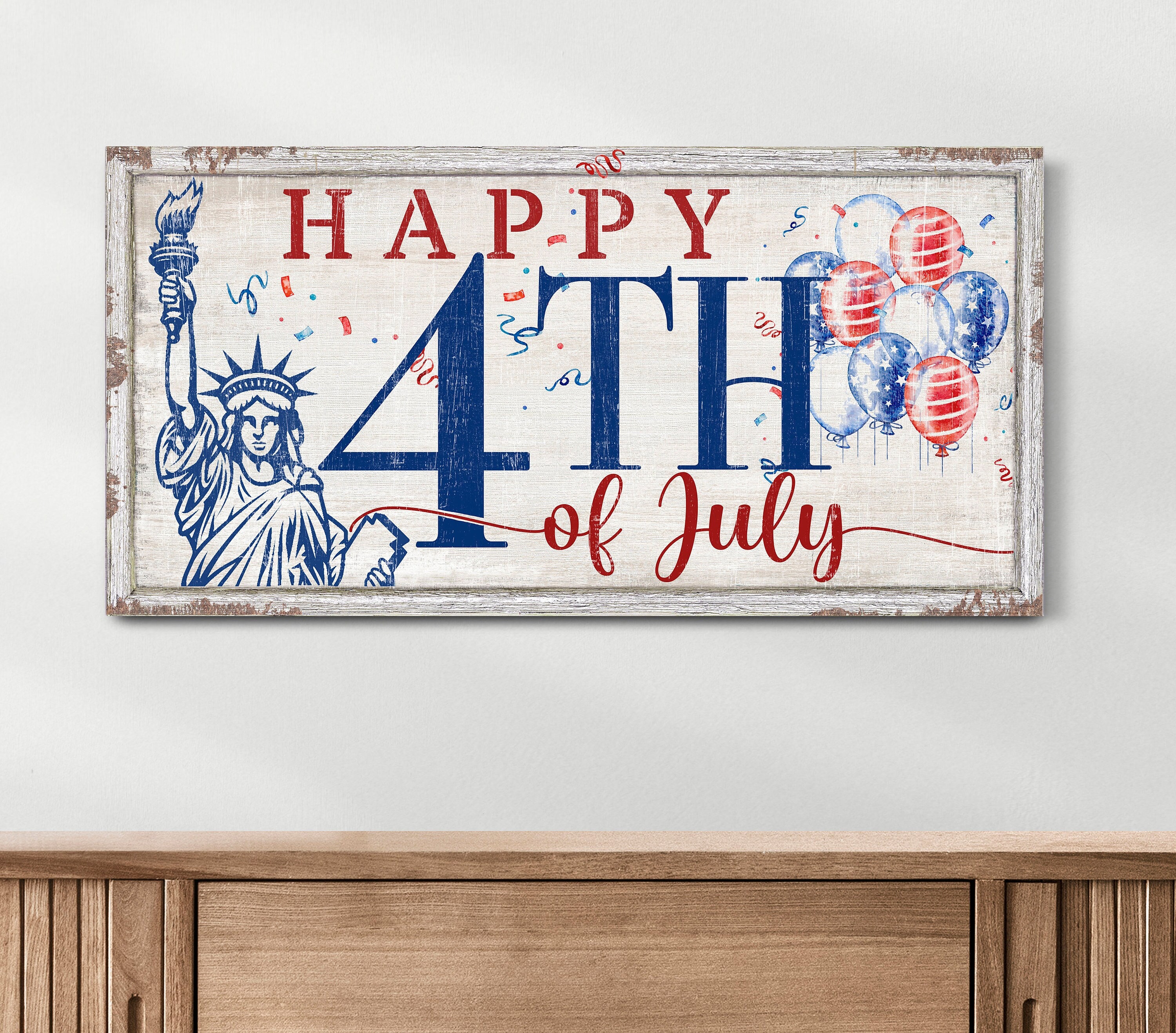 Happy 4th of July Sign Fourth of July Wall Art Statue of - Etsy