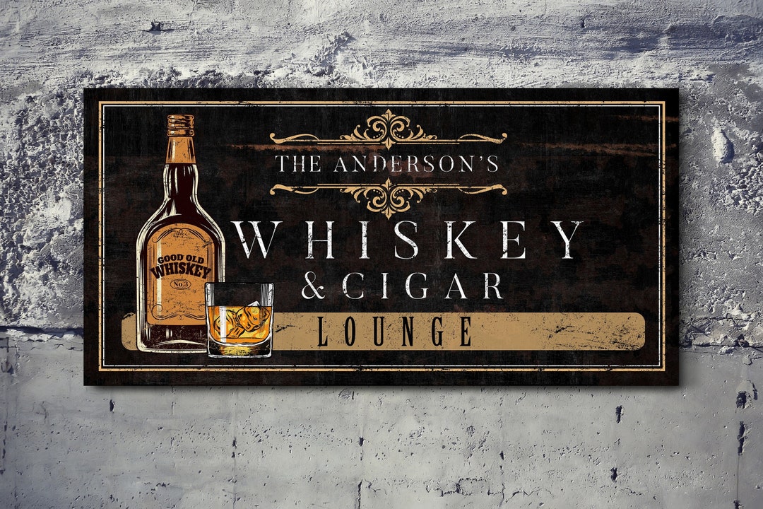 Personalized Whiskey & Cigar Room Sign, Taste Room Decor, Whiskey and ...