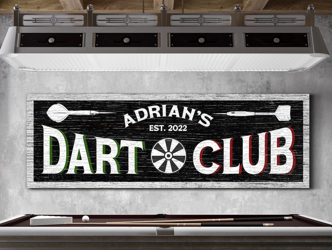 Personalized Dart Club Sign, Retro Dart Bar Decor, Man Cave Decor, Game ...