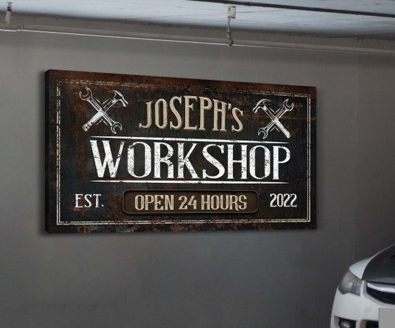 Custom Workshop Sign Car Mechanic Sign Garage Decor Man - Etsy