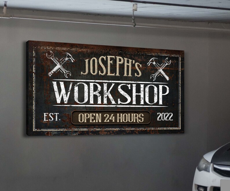 Custom Workshop Sign Car Mechanic Sign Garage Decor Man - Etsy
