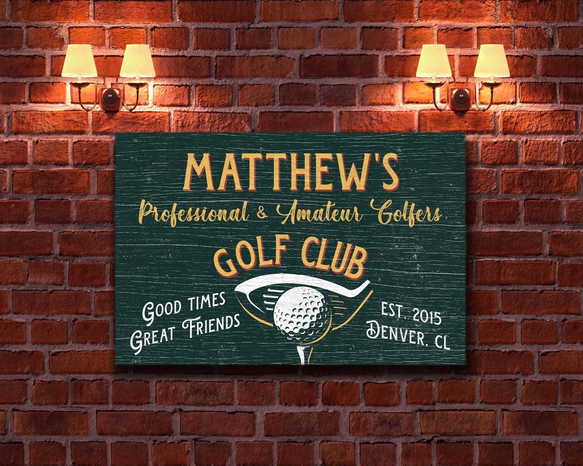 Custom Golf Club Sign 19th Hole Rustic Vintage Golf Wall | Etsy