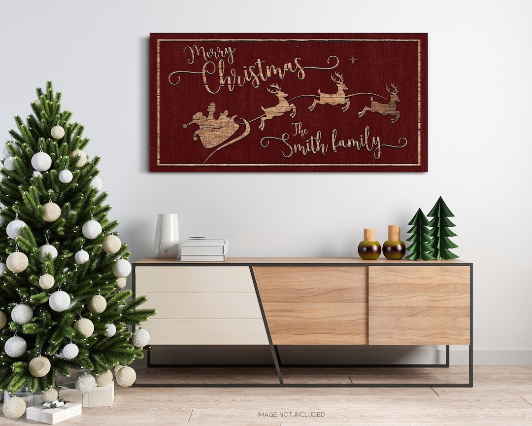 Personalized Marry Christmas Sign Reindeer Santa's Sled Christmas ...