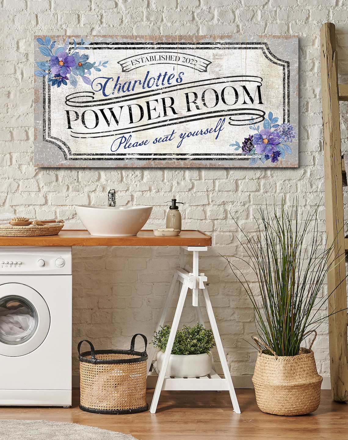 Personalized Powder Room Sign Customized Bathroom Wall Decor - Etsy