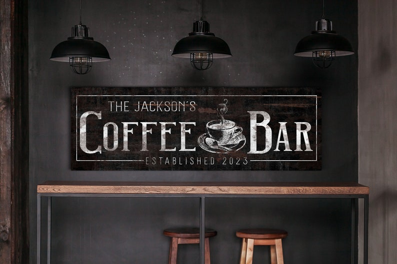 Custom Coffee Bar Sign, Vintage Farmhouse Kitchen Decor, Personalized ...