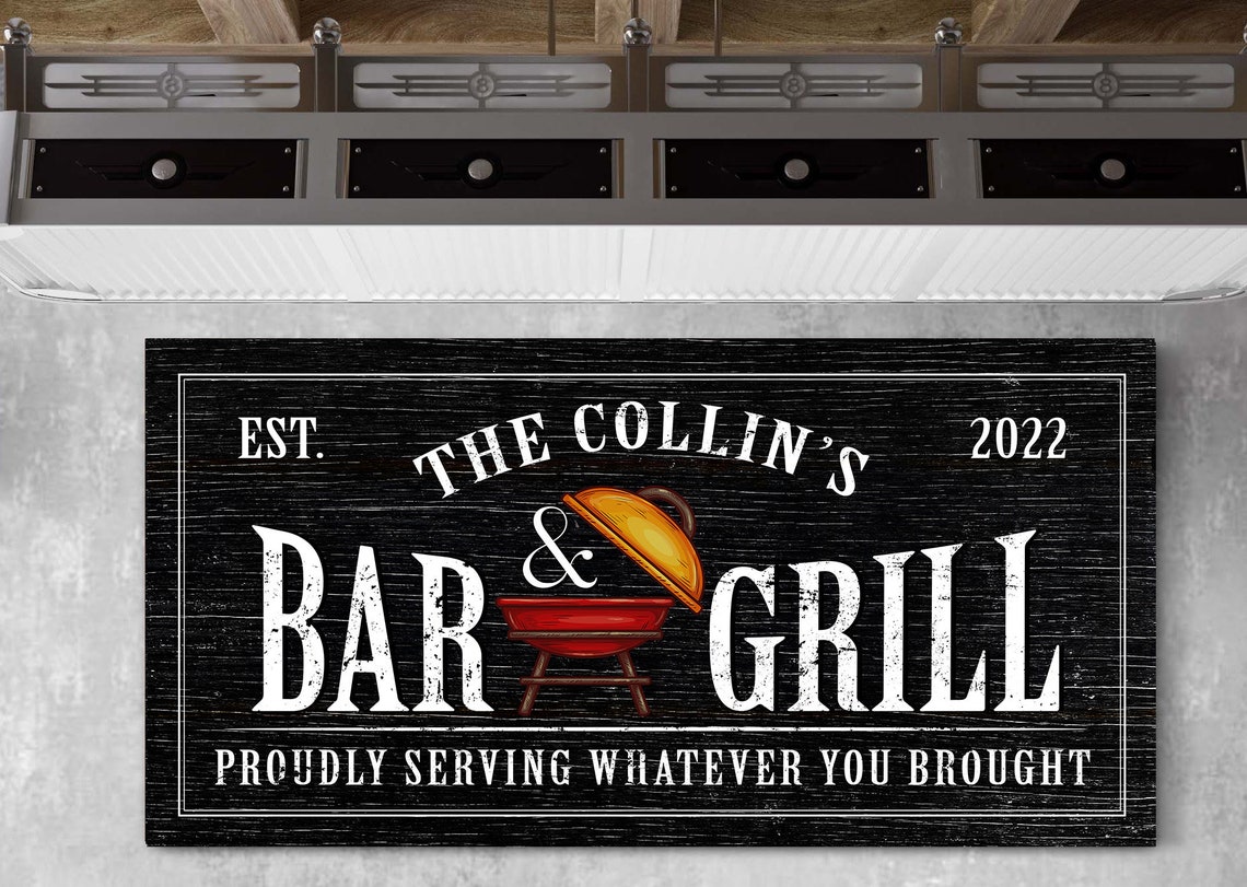 Custom Backyard Bar & Grill Sign, Backyard BBQ Sign, Backyard Bar Sign ...