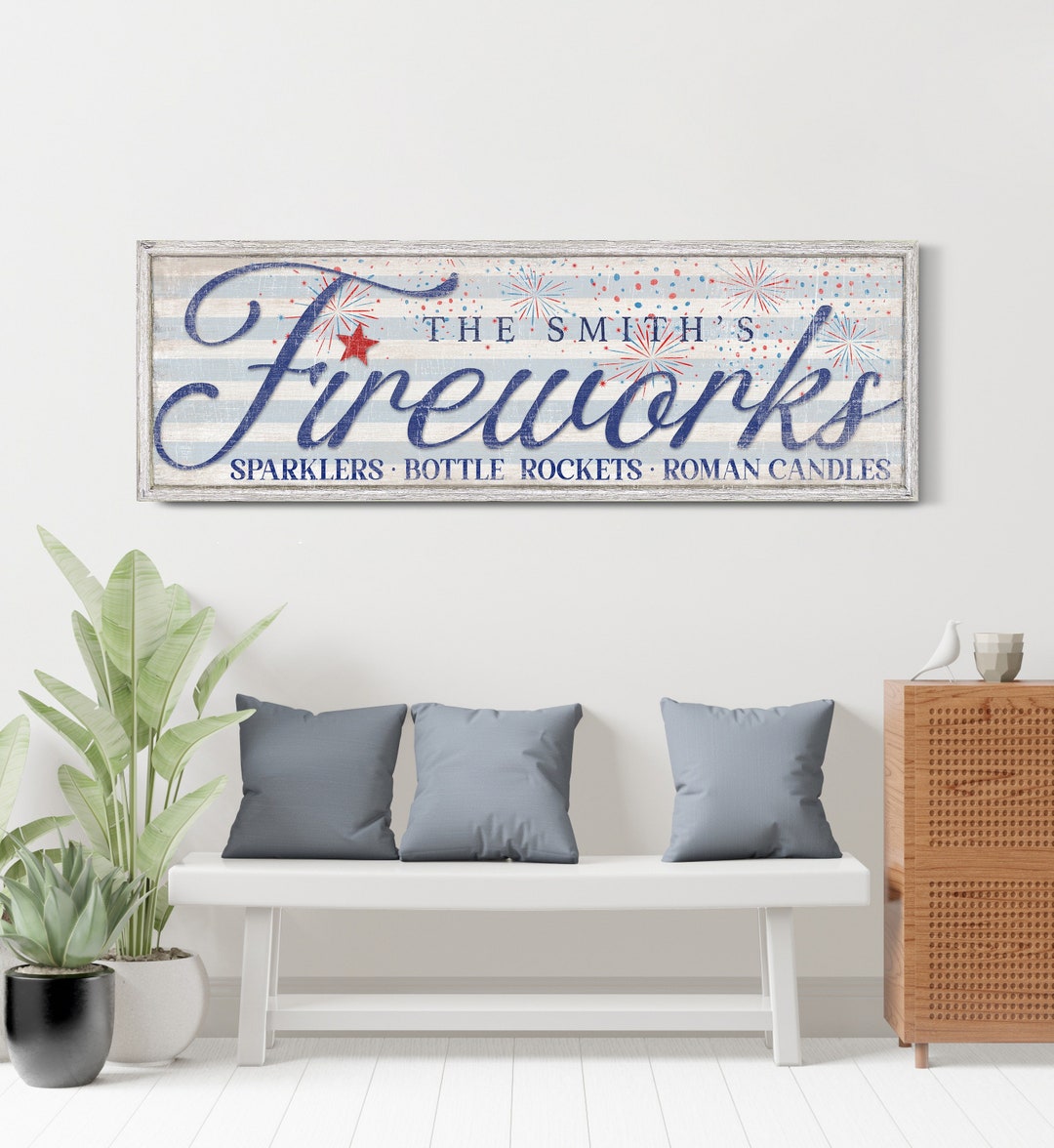 Custom Fireworks Sign Personalized American Family Name - Etsy
